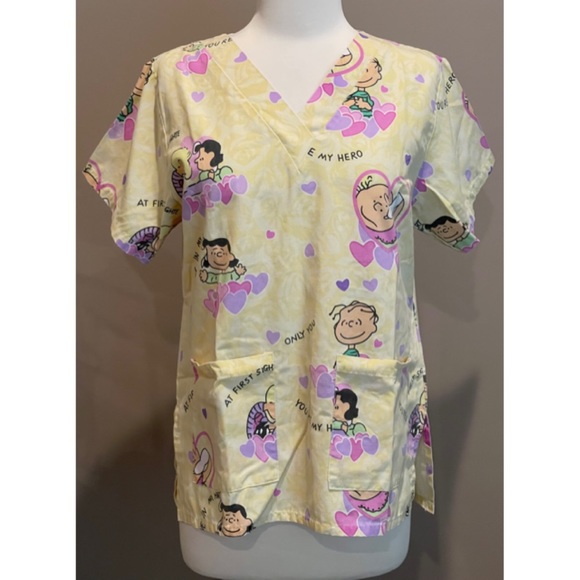 Tops | Peanuts Charlie Brown Love Lucy Hearts Print Uniform Scrub Top ...